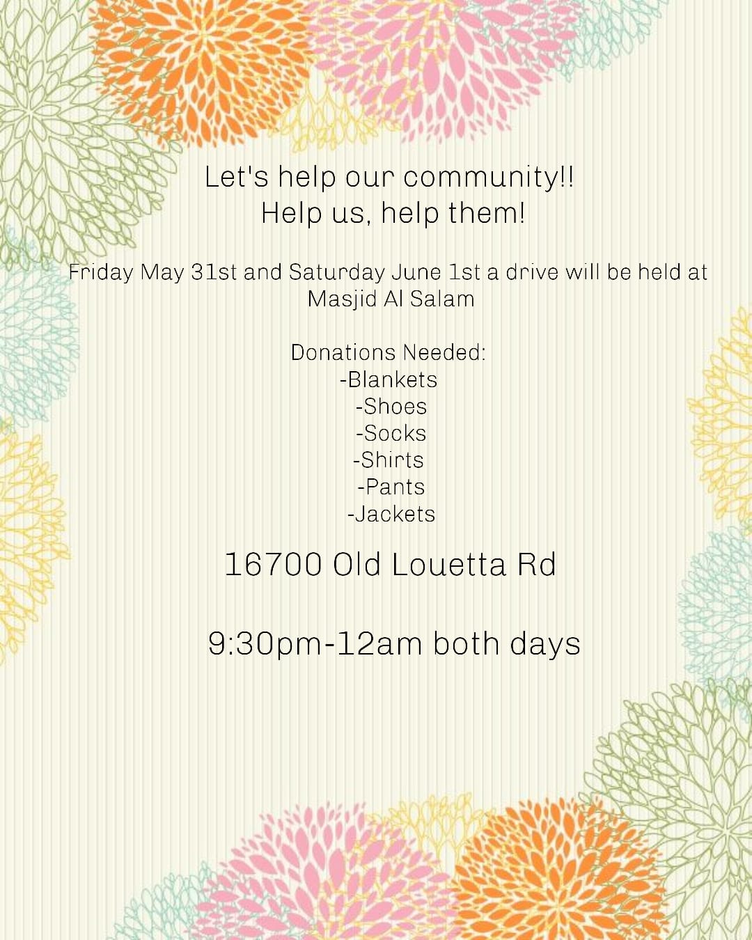 Eid Clothing Drive – Masjid AlSalam