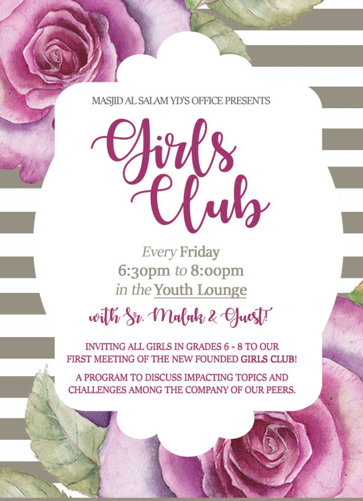 Girls Club – Weekly Sisters (MSers) Discussions & Activities – Masjid ...