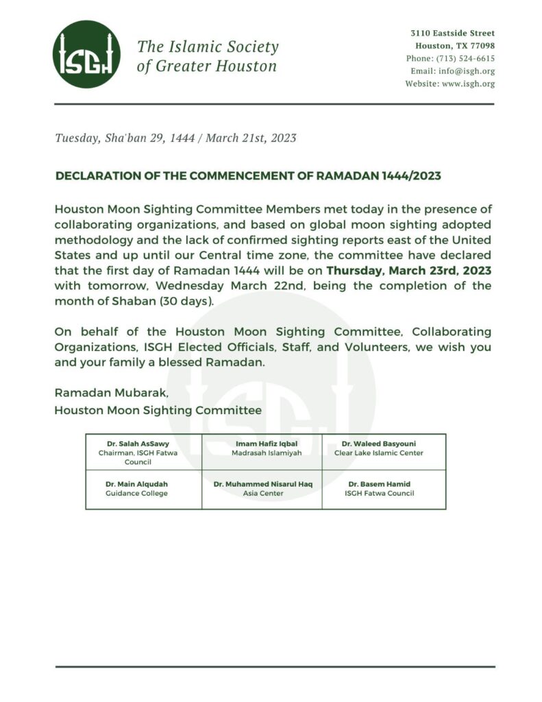 Ramadan Information – Masjid AlSalam